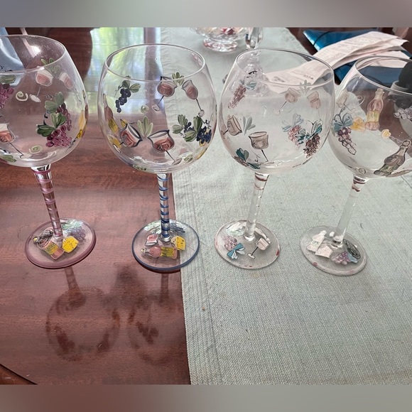 Dining | 4 Home Essentials Beyond Brand Handpainted Stem Wine Glasses ...